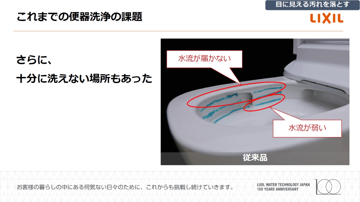 LIXIL“100周年”の新型トイレは「極みトリプル水流」で便器内側を隅々まで洗う：イノベーションのレシピ（2/2 ページ） - MONOist