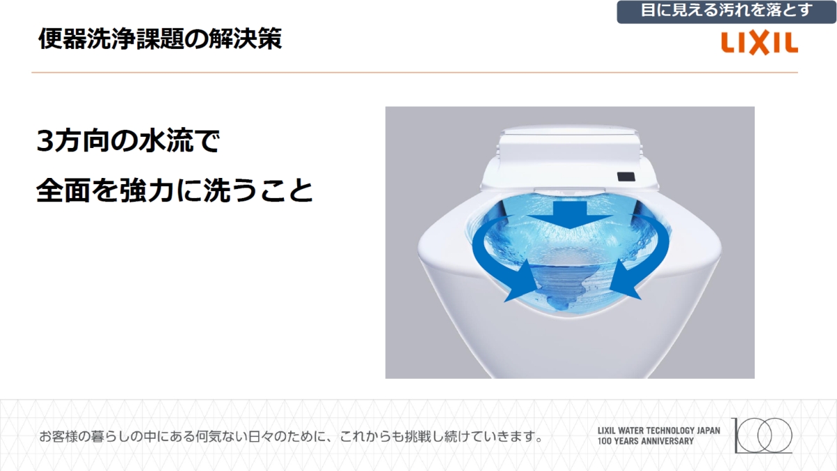 LIXIL“100周年”の新型トイレは「極みトリプル水流」で便器内側を隅々まで洗う：イノベーションのレシピ（2/2 ページ） - MONOist