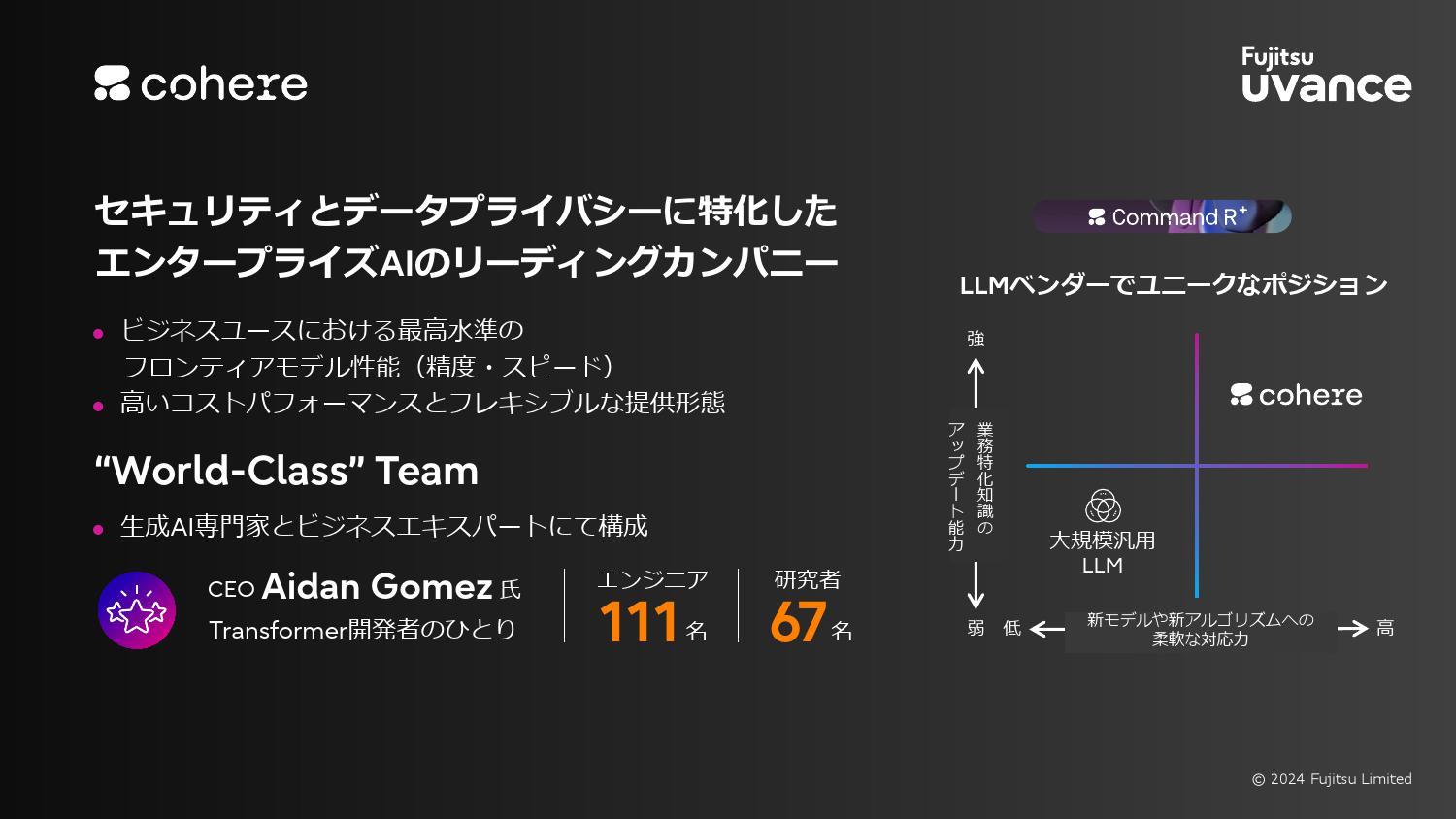 富士通がCohereと独自LLM「Takane」開発 大企業向けの生成AI提供力強化へ：製造マネジメントニュース - MONOist
